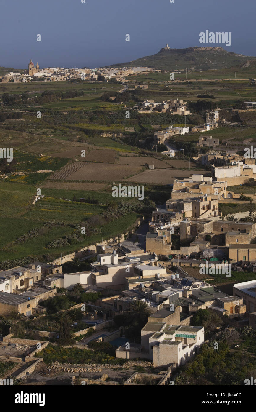 Malta, Gozo Island, Victoria-Rabat, elevated countryside view from Il ...