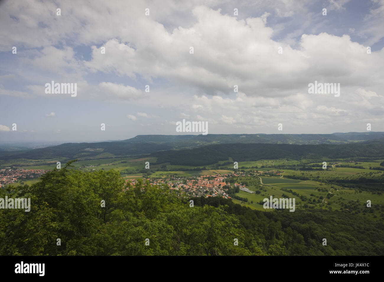Germany, Baden-Württemberg, Hechingen, town view from Burg Hohenzollern ...