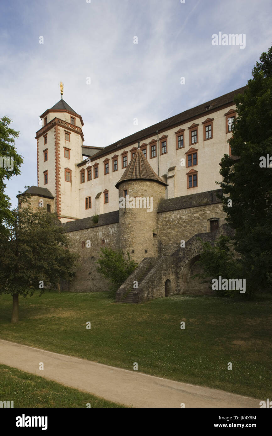 Germany, Bavaria, Würzburg, Festung Marienberg fortress, sunset Stock ...