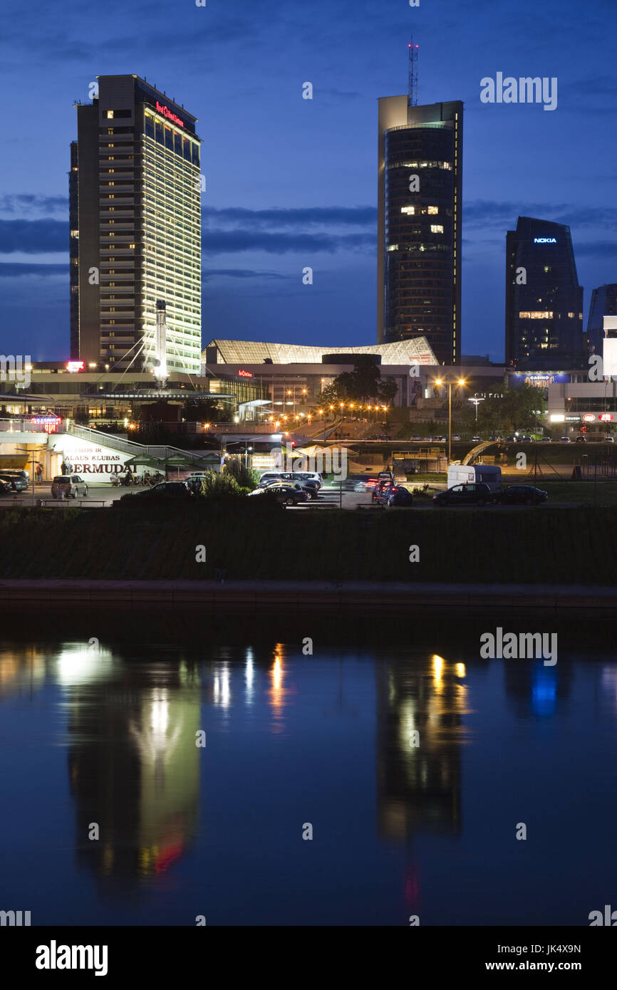 Lithuania, Vilnius, highrise buildings of Snipiskes from the Neris ...