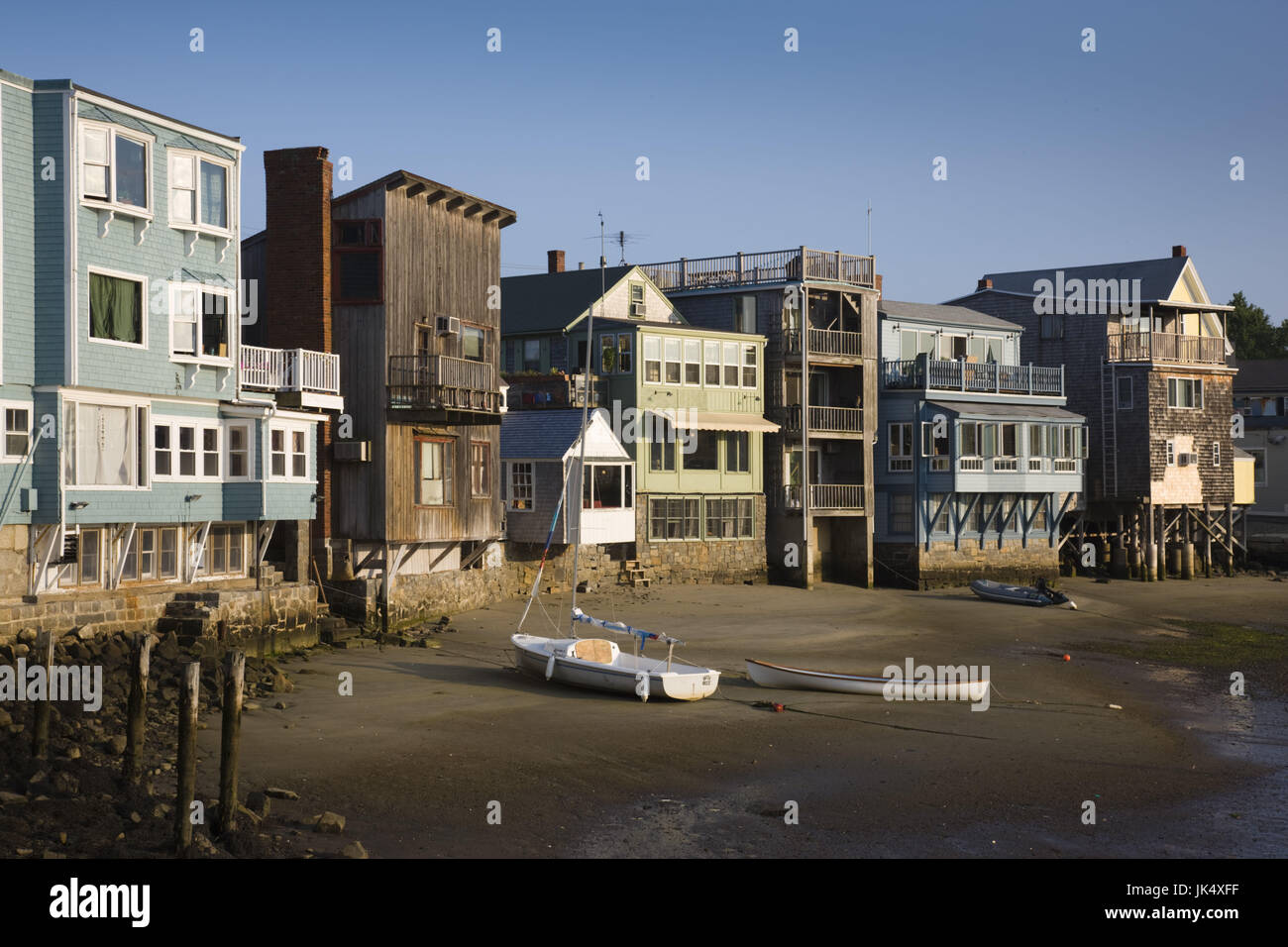 USA, Massachusetts, Cape Ann, Rockport, Old Harbour from White Wharf ...