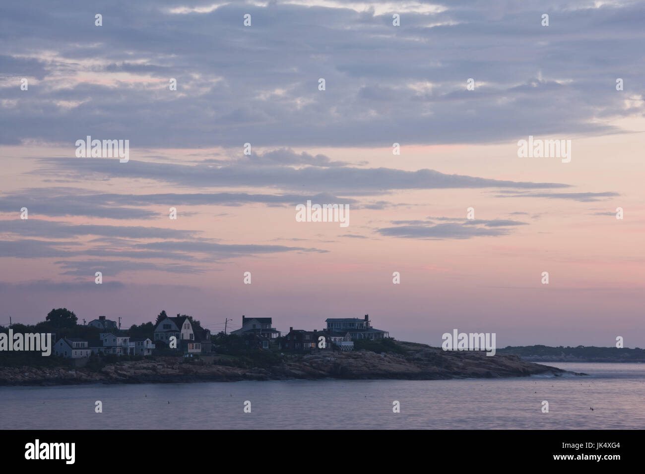 USA, Massachusetts, Cape Ann, Rockport Eden Road Shoreline, sunrise ...