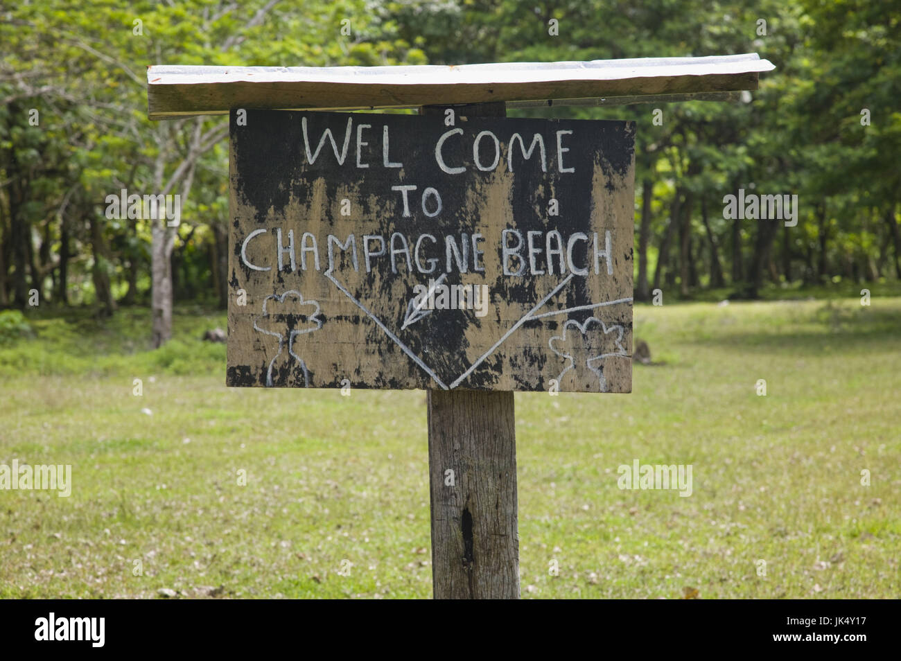 Vanuatu, Espiritu Santo Island, Champagne Beach, Entrance Signs to ...