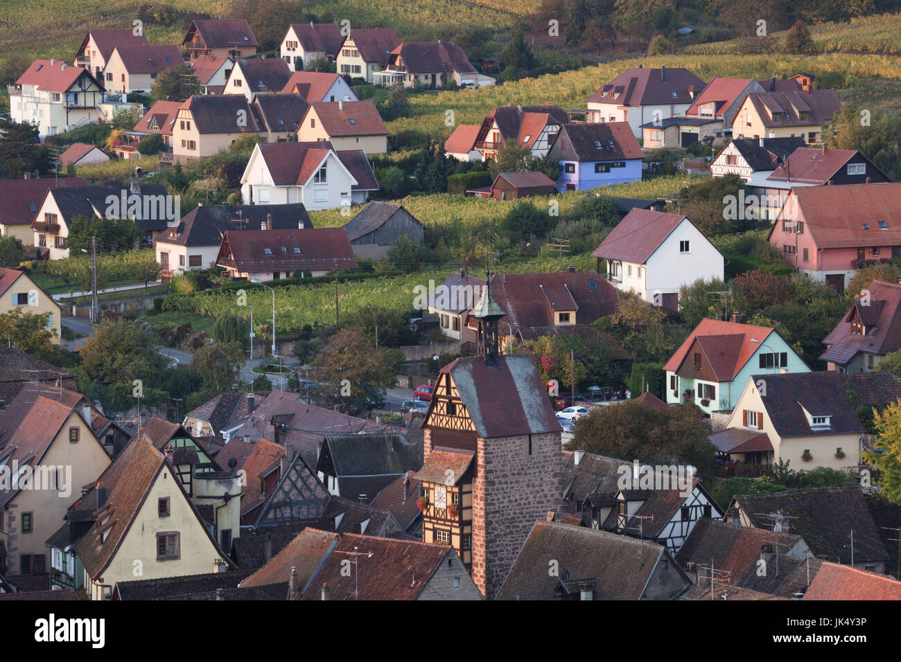 France, Haut-Rhin, Alsace Region, Alasatian Wine Route, Riquewihr, town ...