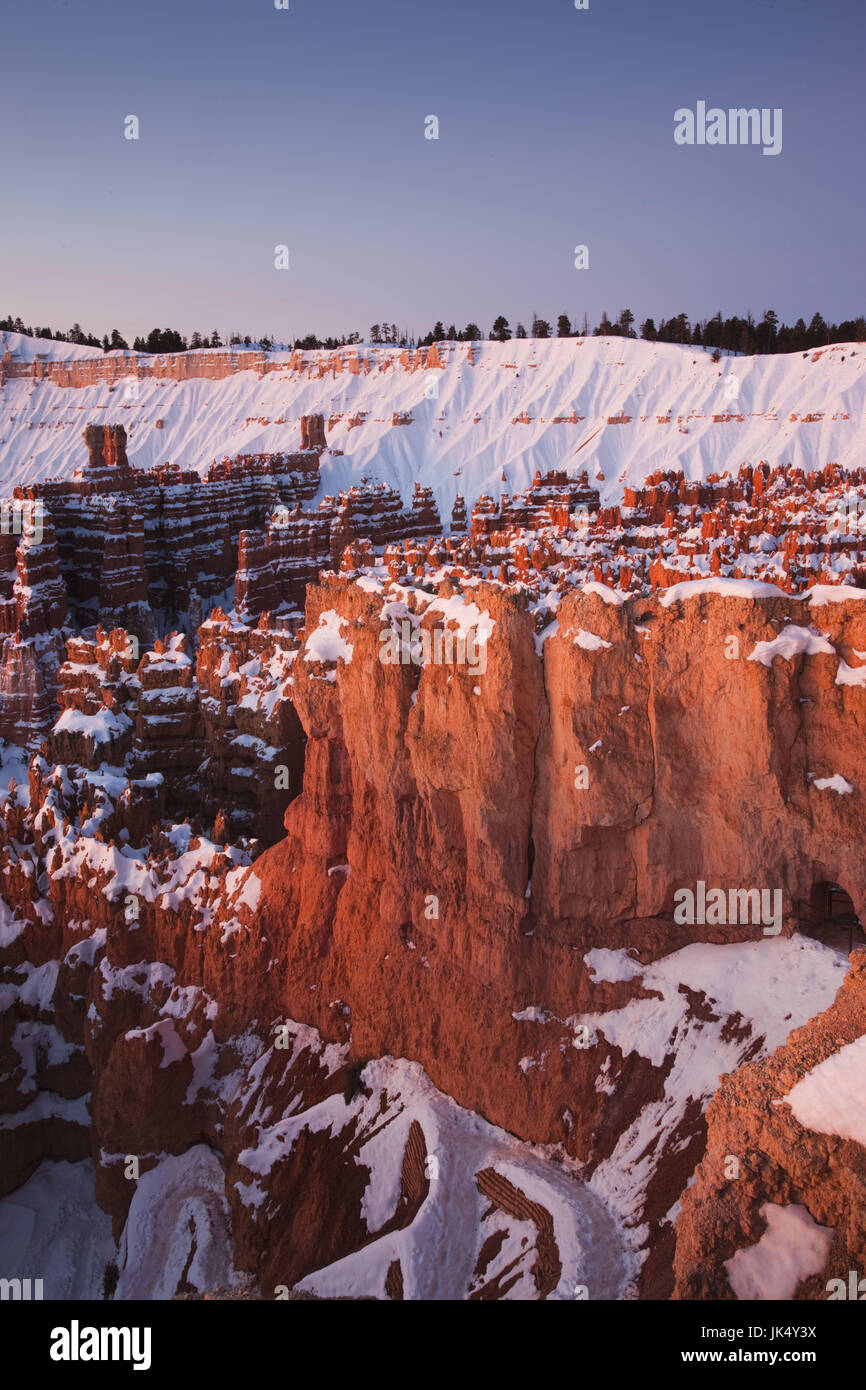 USA, Utah, Bryce Canyon National Park, Bryce Amphitheater from Sunset ...