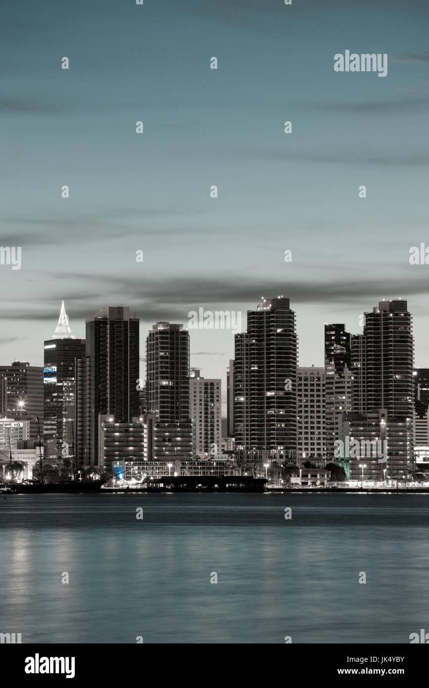 USA, California, San Diego, Waterfront City View from Harbor Island ...