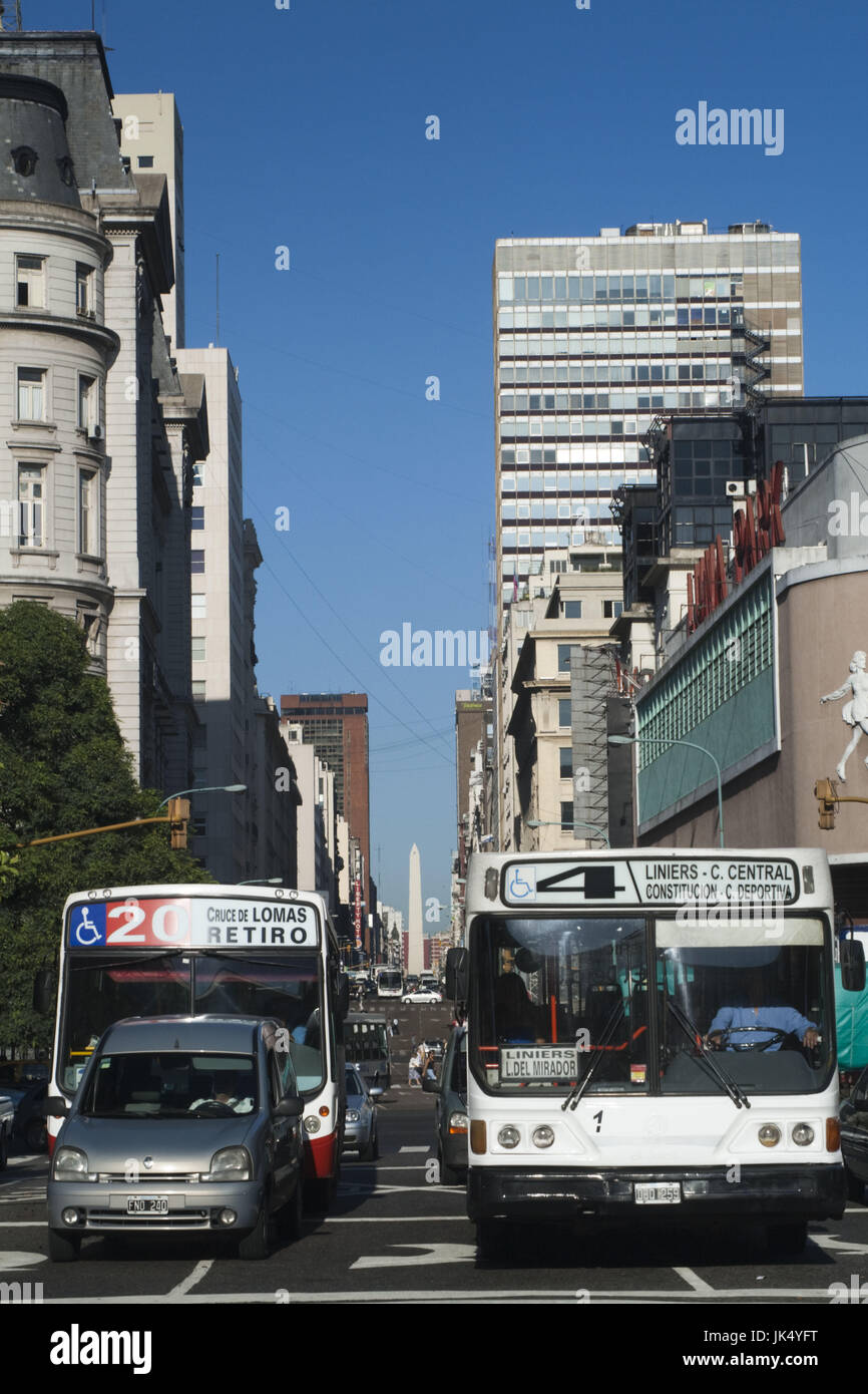 Argentina, Buenos Aires, morning traffic on Avenida Corrientes Stock ...