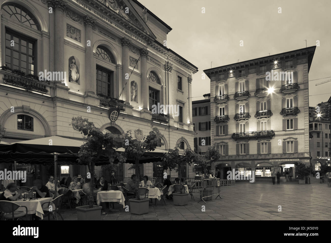 Switzerland, Ticino, Lake Lugano, Lugano, Piazza della Riforma ...