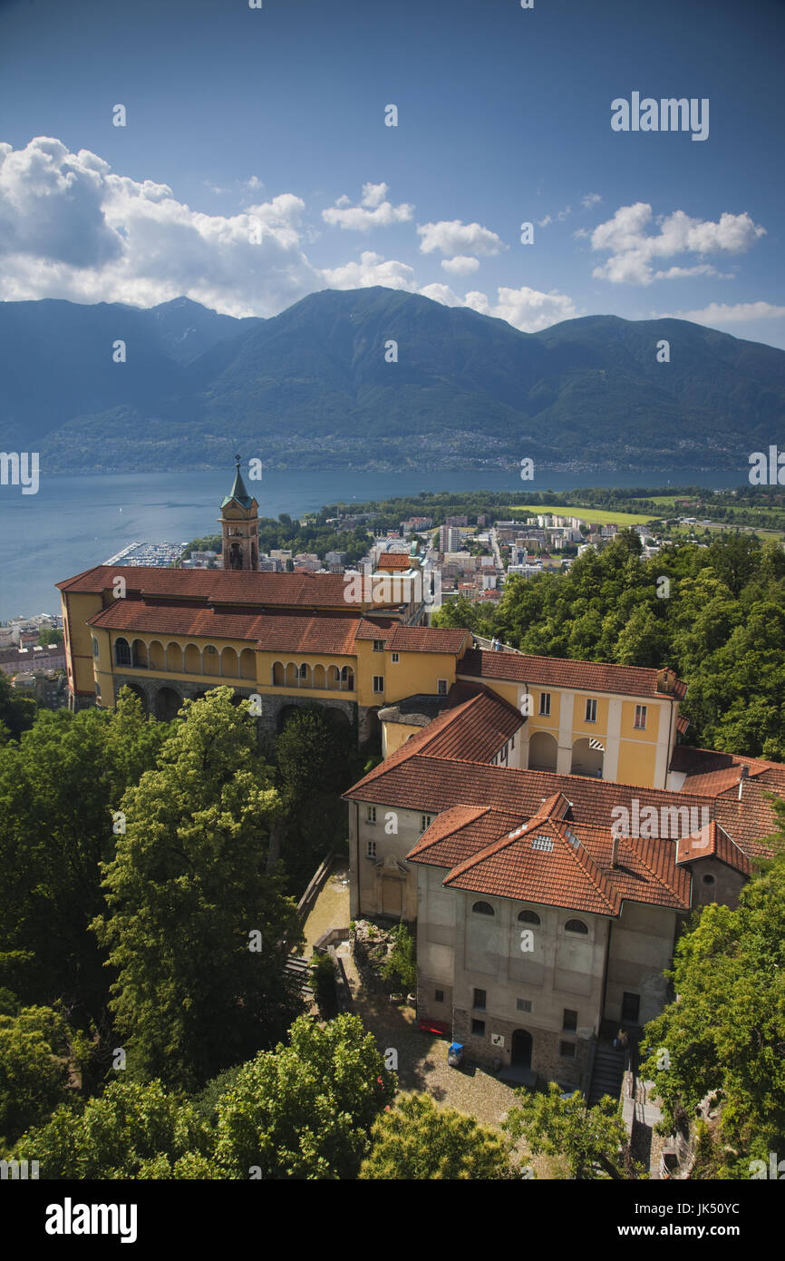 Switzerland, Ticino, Lake Maggiore, Locarno, Madonna del Sasso church ...