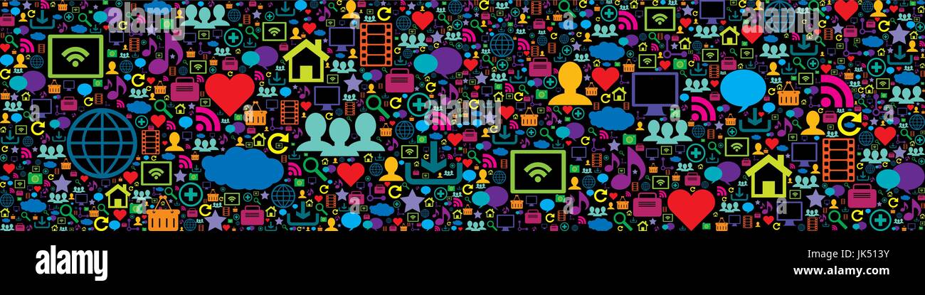 seamless pattern with social media and technology icons Stock Vector ...