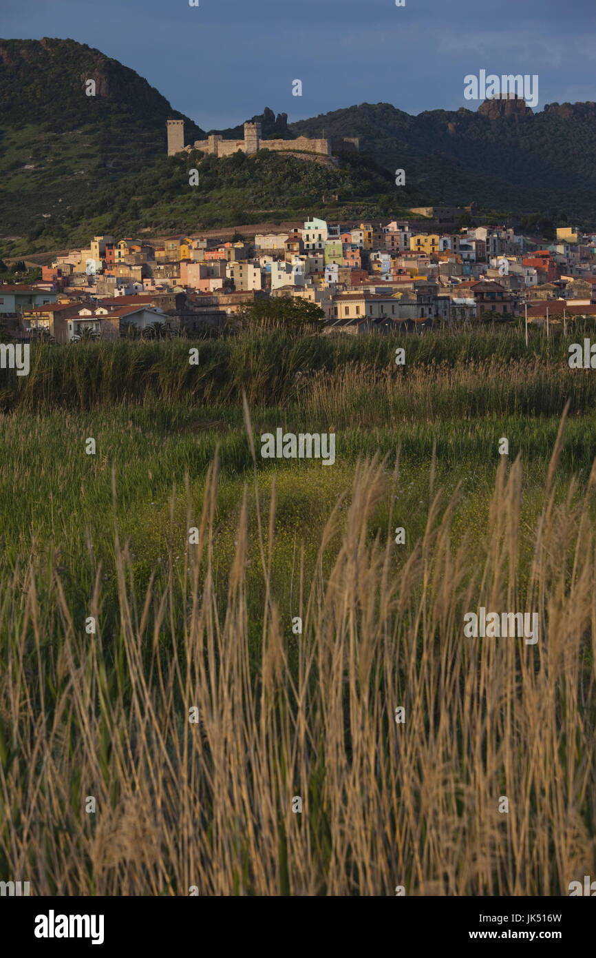 Italy, Sardinia, Western Sardinia, Bosa, town view with Castello ...