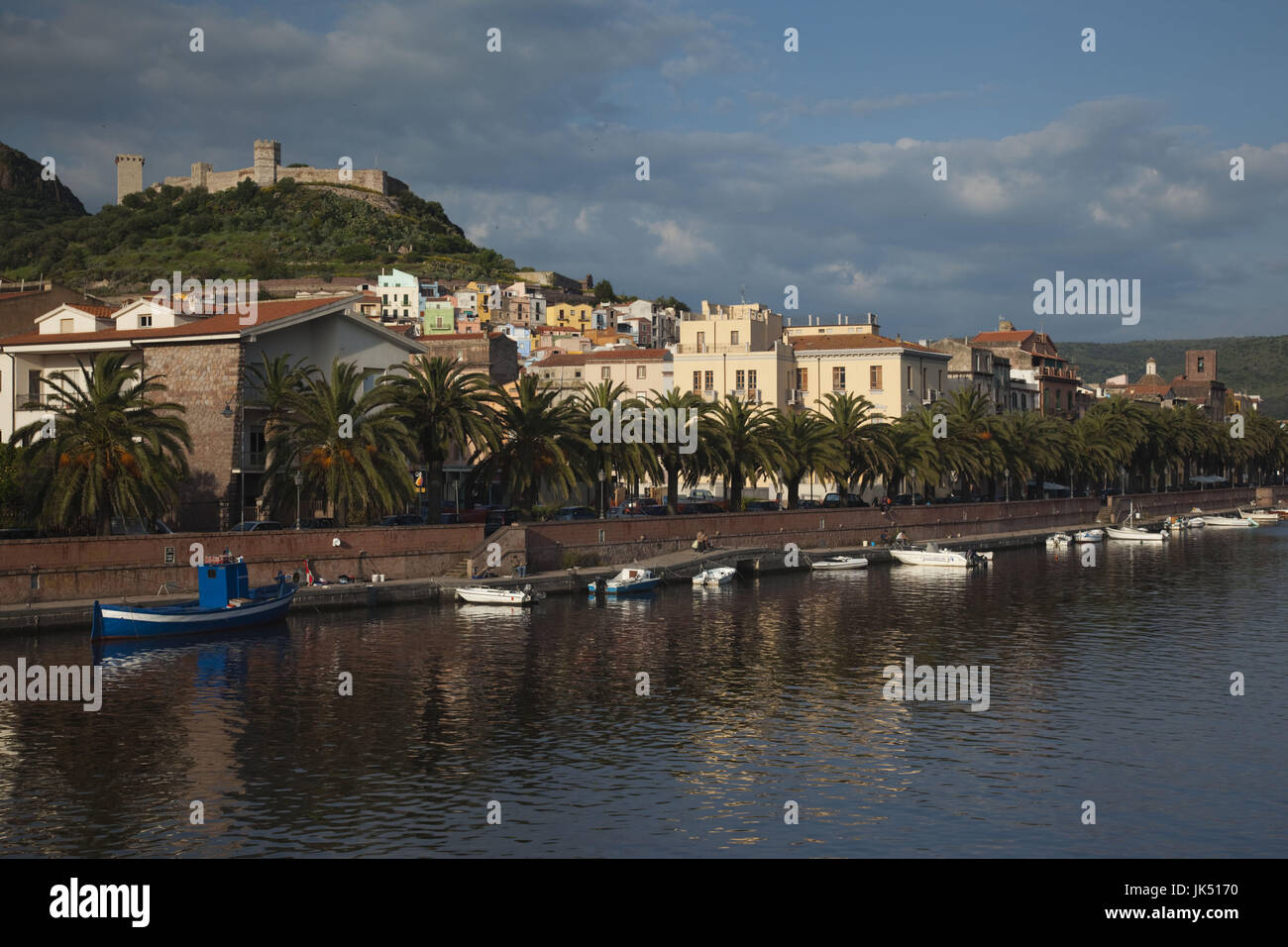Italy, Sardinia, Western Sardinia, Bosa, town view along Temo River and ...