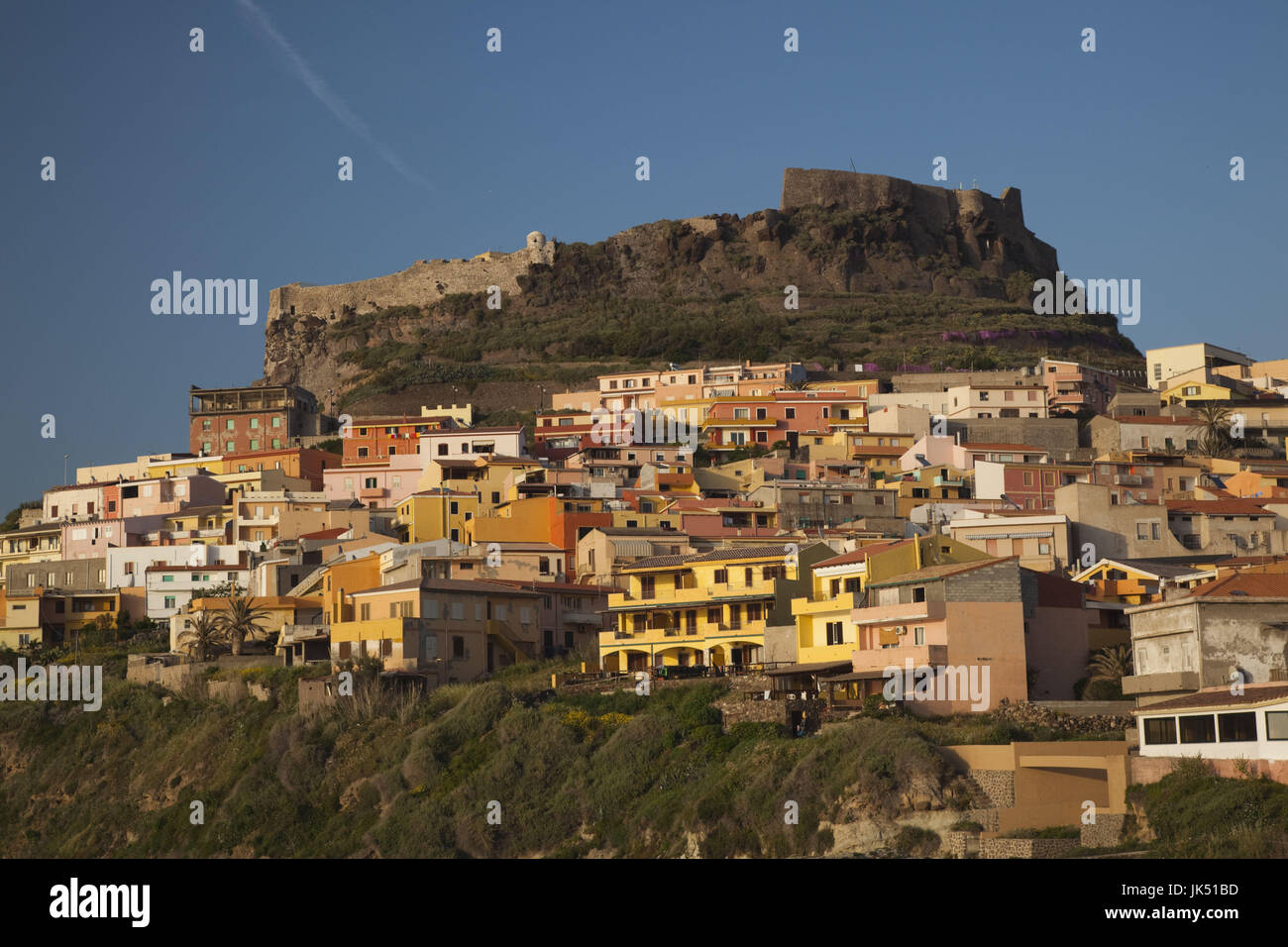 Italy, Sardinia, North Western Sardinia, Castelsardo, sunset Stock ...