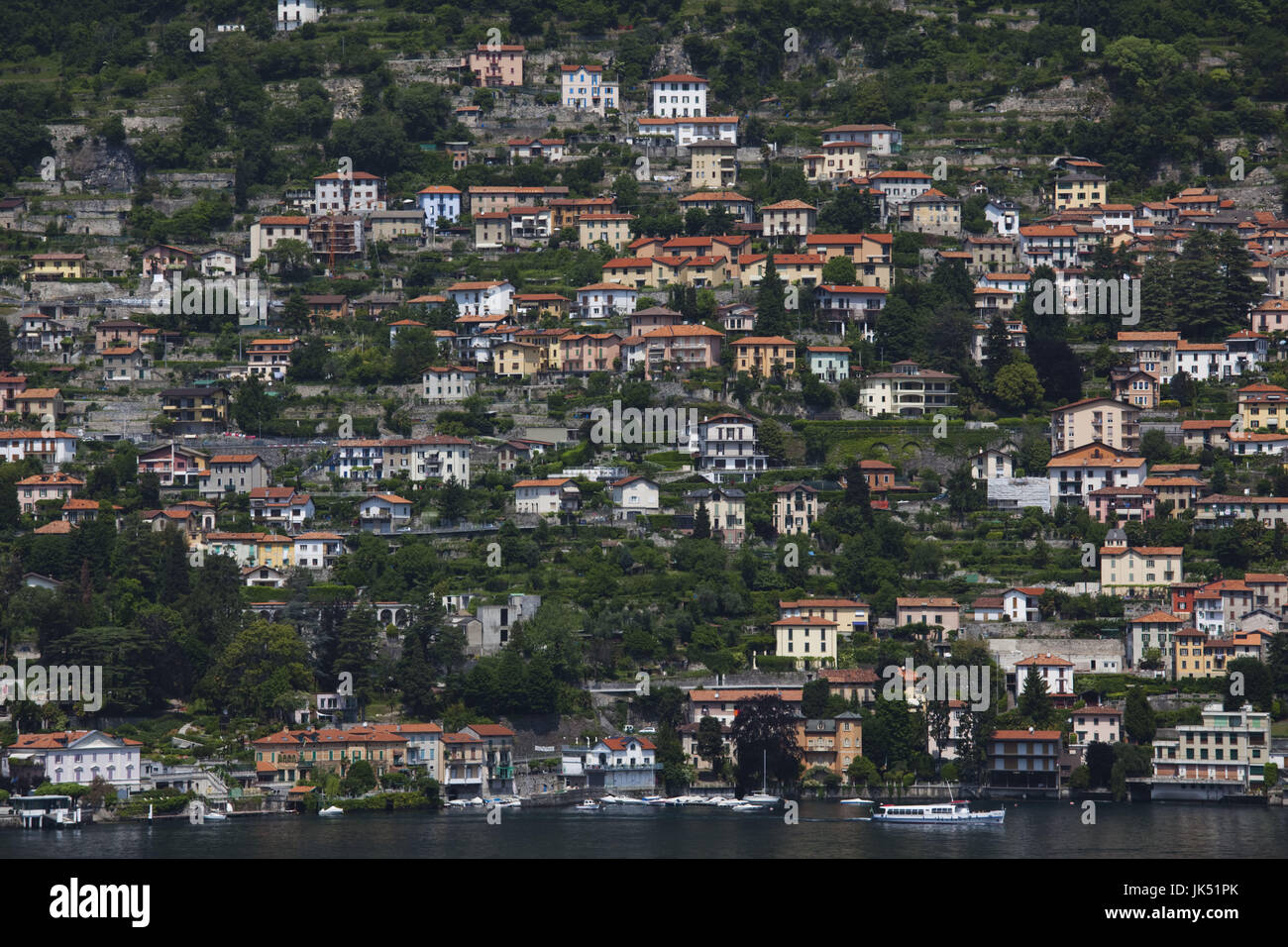 Italy, Lombardy, Lakes Region, Lake Como, Moltrasio, town view from ...