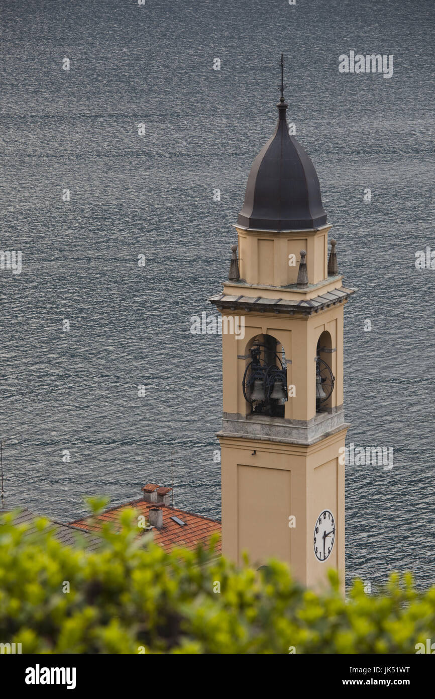 Italy, Lombardy, Lakes Region, Lake Como, Laglio, town church, dawn ...