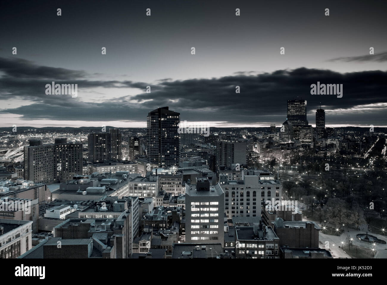 USA, Massachusetts, Boston, downtown and Back Bay Towers, high angle ...