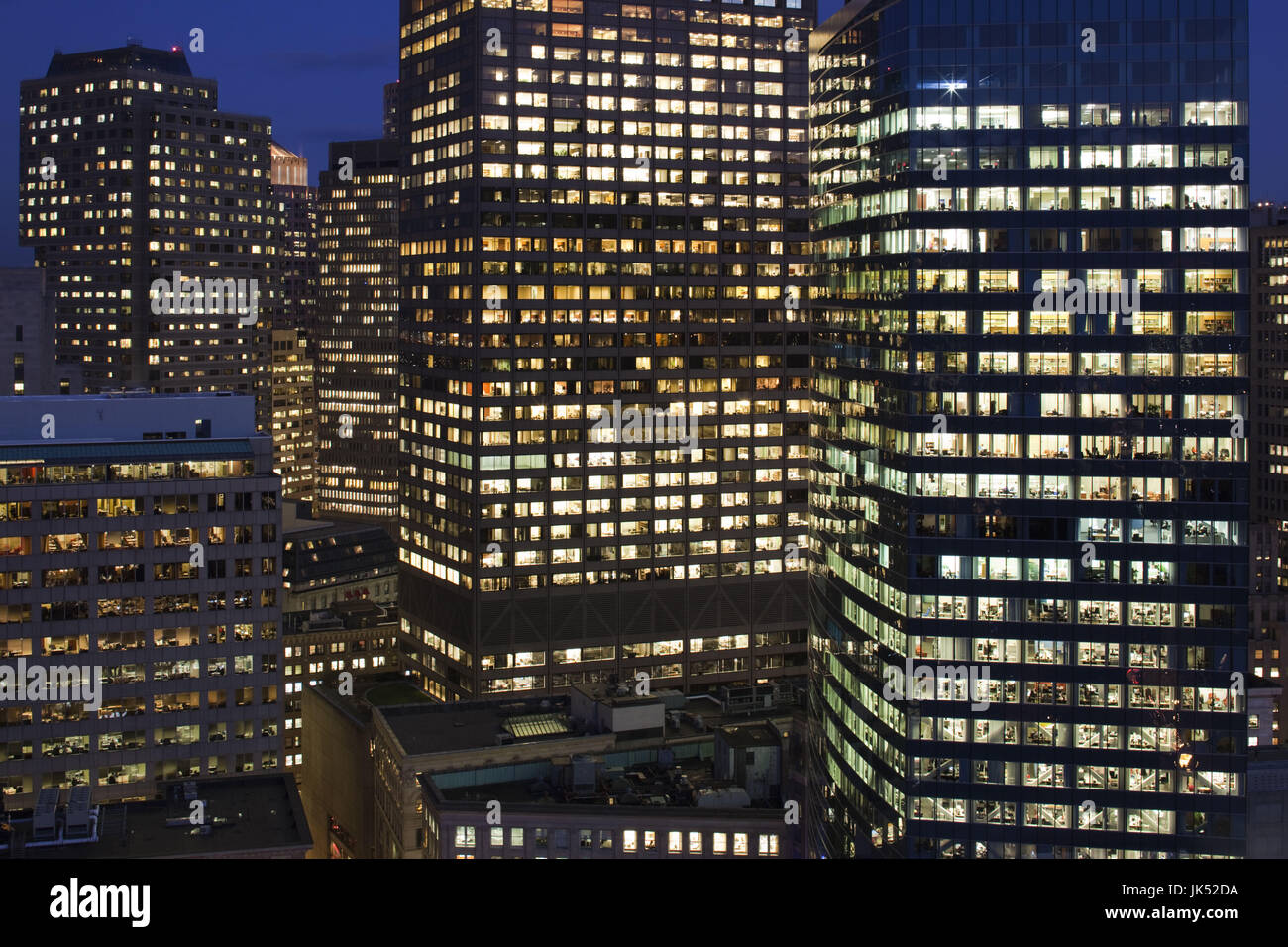 USA, Massachusetts, Boston, Financial District Buildings, high angle ...
