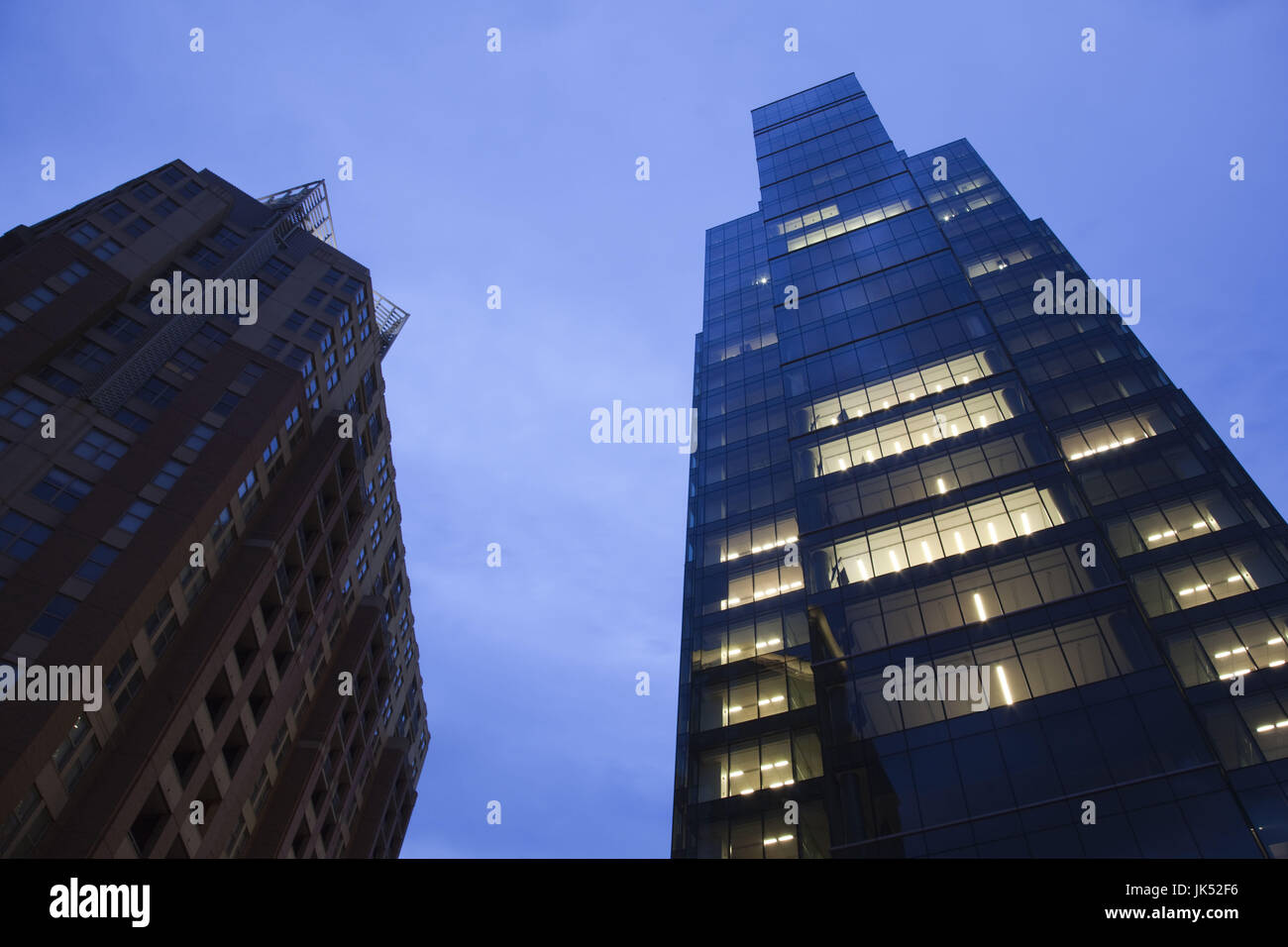 USA, Maryland, Baltimore, Harbor East, new high-rise buildings, dawn ...