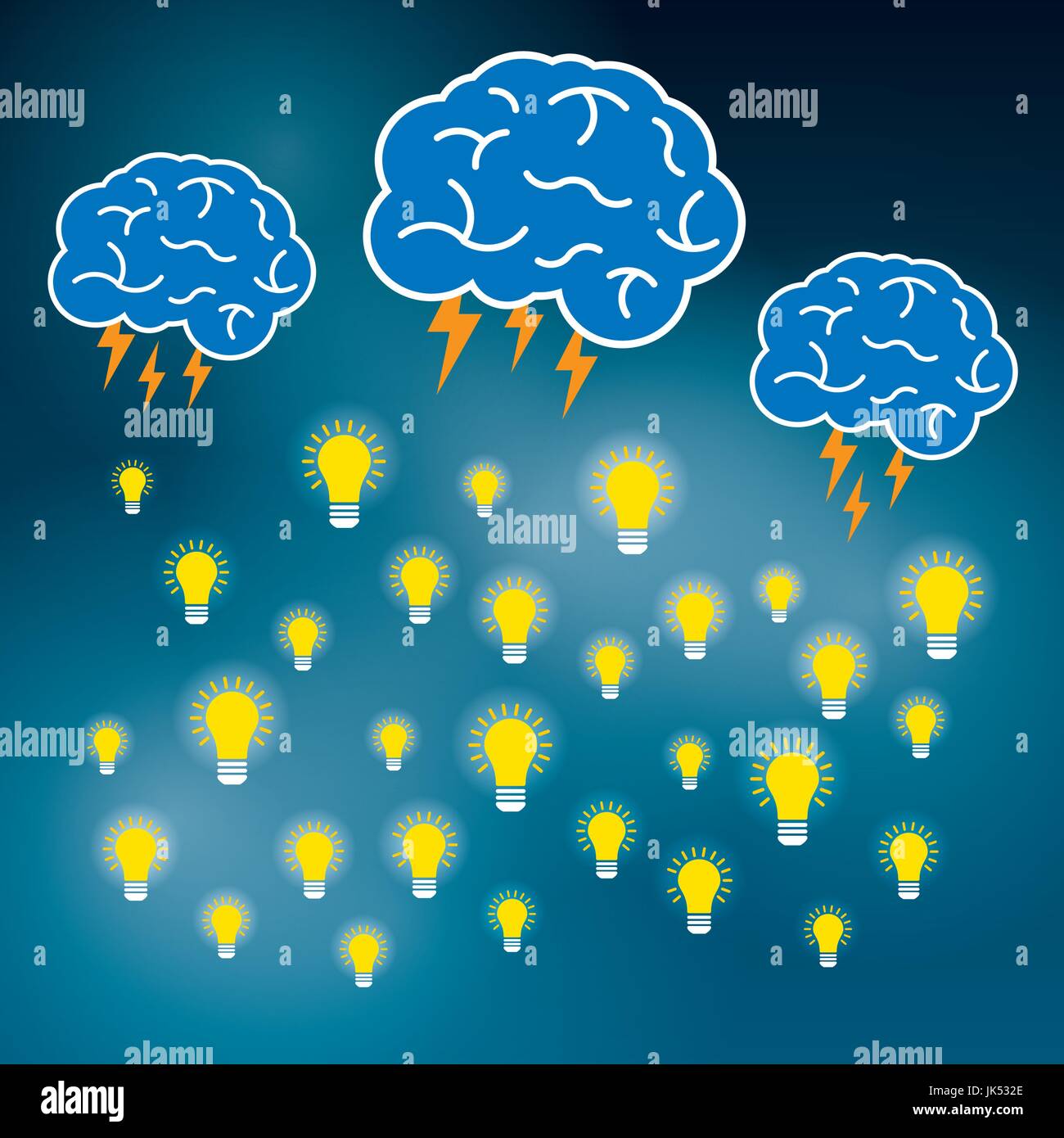 Brainstorm is brain and lightning of power creative business idea. Lamp ...
