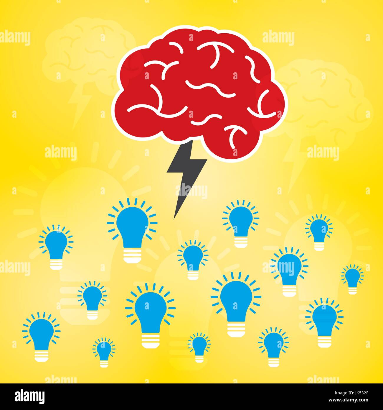 Brainstorm is brain and lightning of power creative business idea. Lamp ...