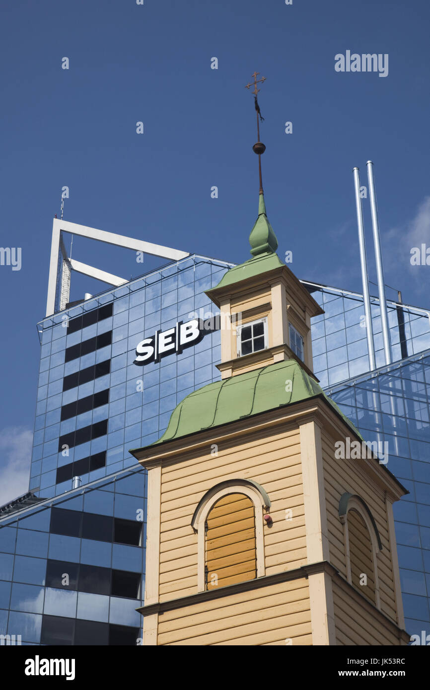 Estonia, Tallinn, St. John's Hospital Church and SEB Bank Building ...