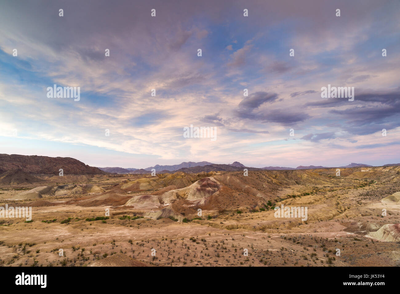 Badlands in late afternoon sunlight showing hills and formations, Big ...