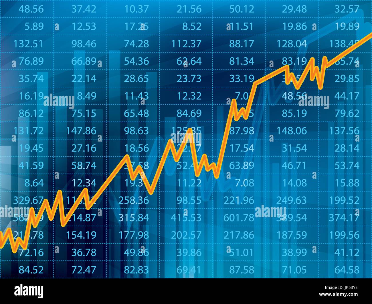 Business graph with arrow showing profits and gains financial on the ...