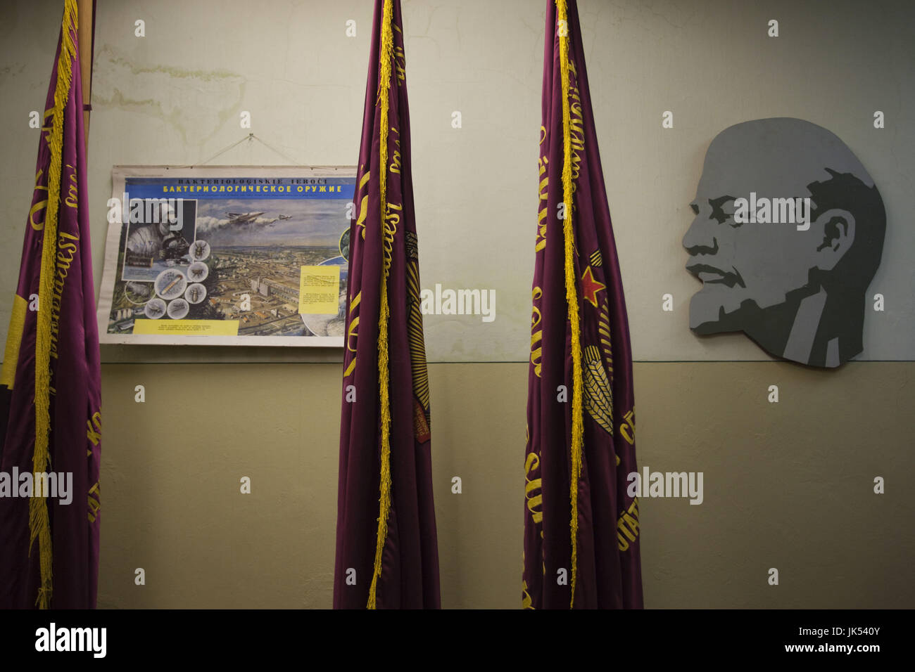Bunker conference room with soviet era banners hi-res stock photography ...