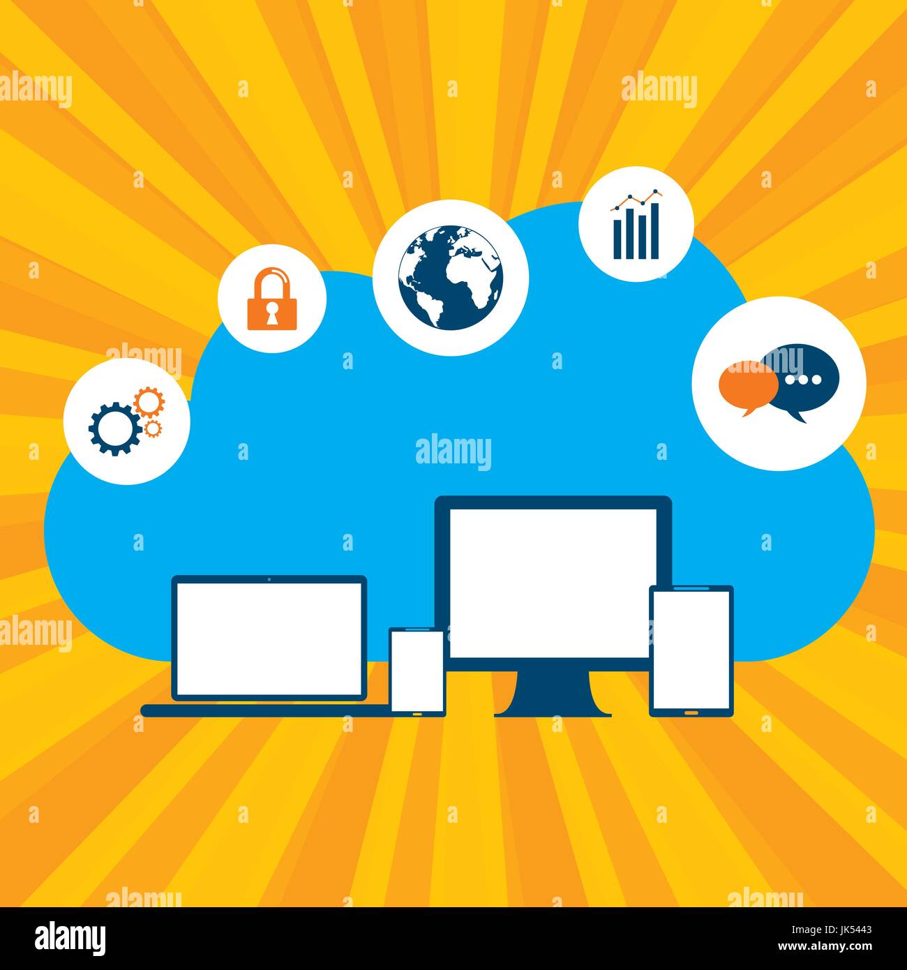 Computers Accessing Data In The Cloud Computing Safely Stock Vector 4775
