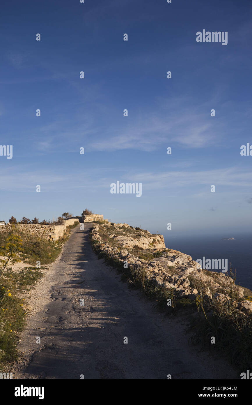 Malta, Central, Dingli, Dingli Cliffs, coastal cliff view, elev. 220 ...