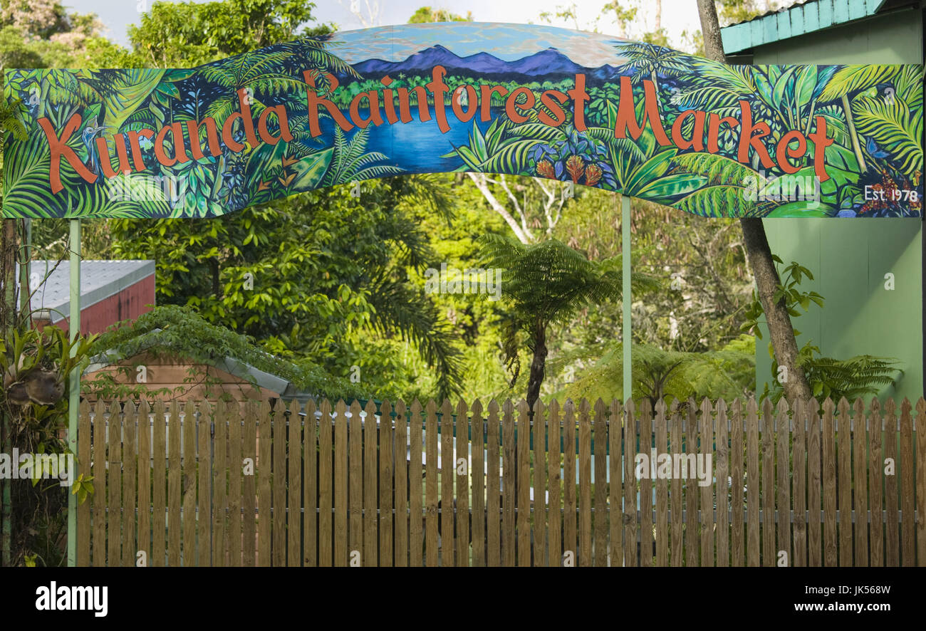Australia, Queensland, North Coast, Kuranda, Sign for the Kuranda ...