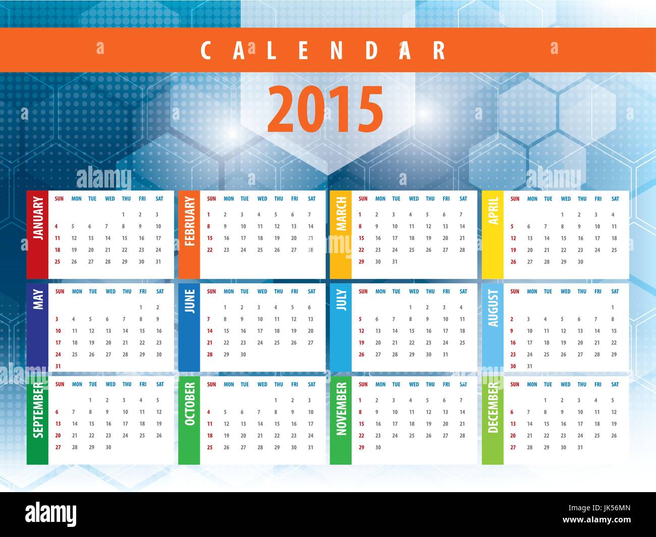 Calendar 2015 with futuristic technology designs Stock Vector Image ...