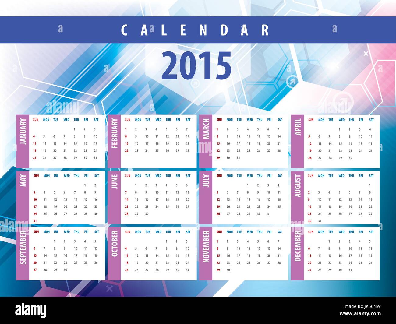 Calendar 2015 with futuristic technology designs Stock Vector Image ...