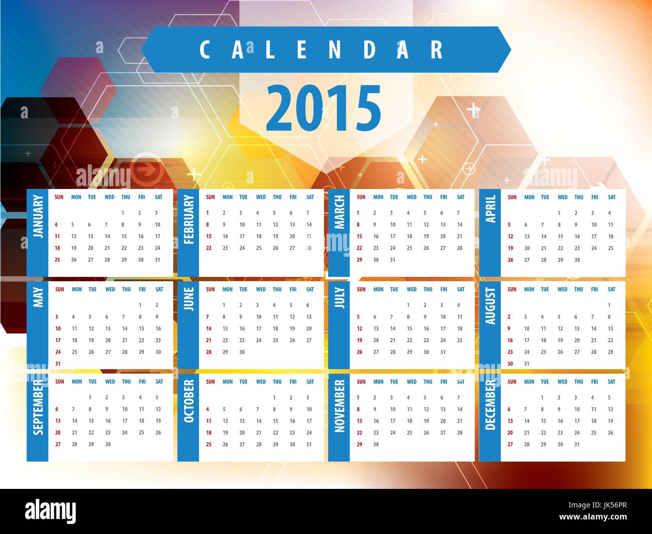 Calendar 2015 with futuristic technology designs Stock Vector Image ...