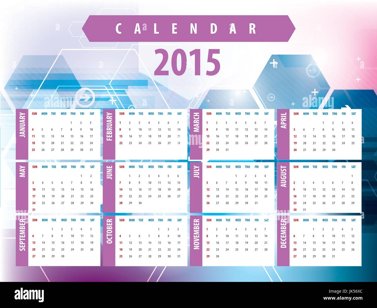 Calendar 2015 with futuristic technology designs Stock Vector Image ...
