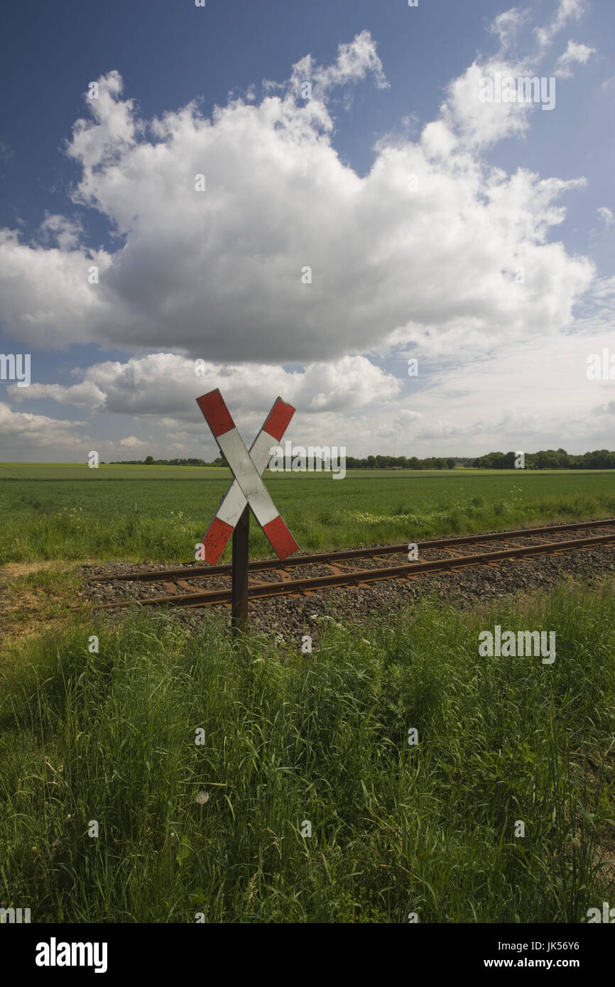 Germany, Niedersachsen, Bergen, Railroad crossing Stock Photo - Alamy