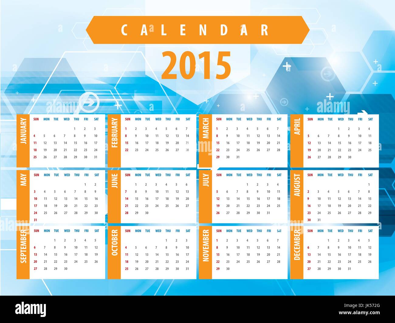 Calendar 2015 with futuristic technology designs Stock Vector Image ...