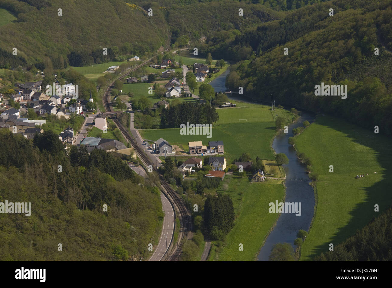 Luxembourg, Sure River Valley, Bourscheid, View from Chateau de ...
