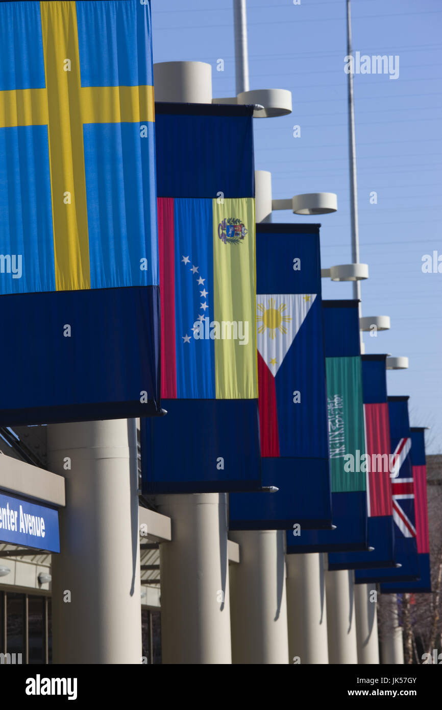 USA, Massachusetts, Boston, Flags at International Trade Center Stock ...