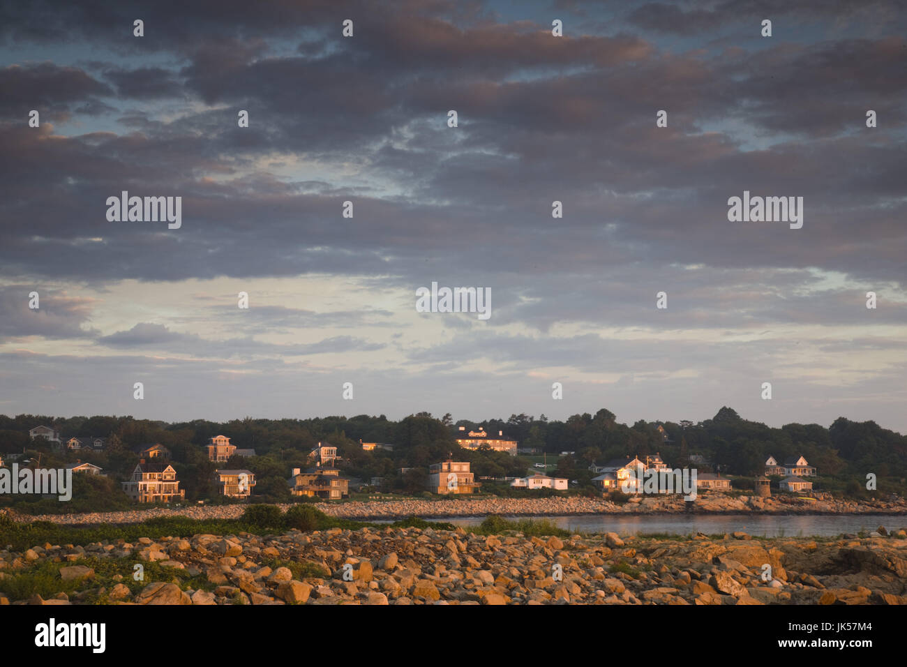 USA, Massachusetts, Cape Ann, Rockport Eden Road Shoreline, sunrise ...
