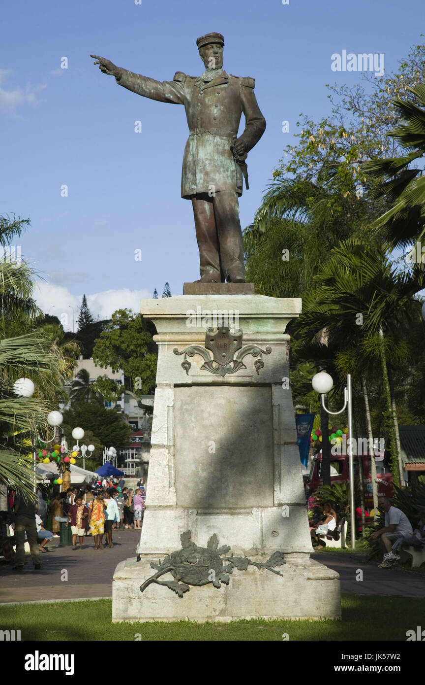 New Caledonia, Grande Terre Island, Noumea, Place des Cocotiers, statue ...