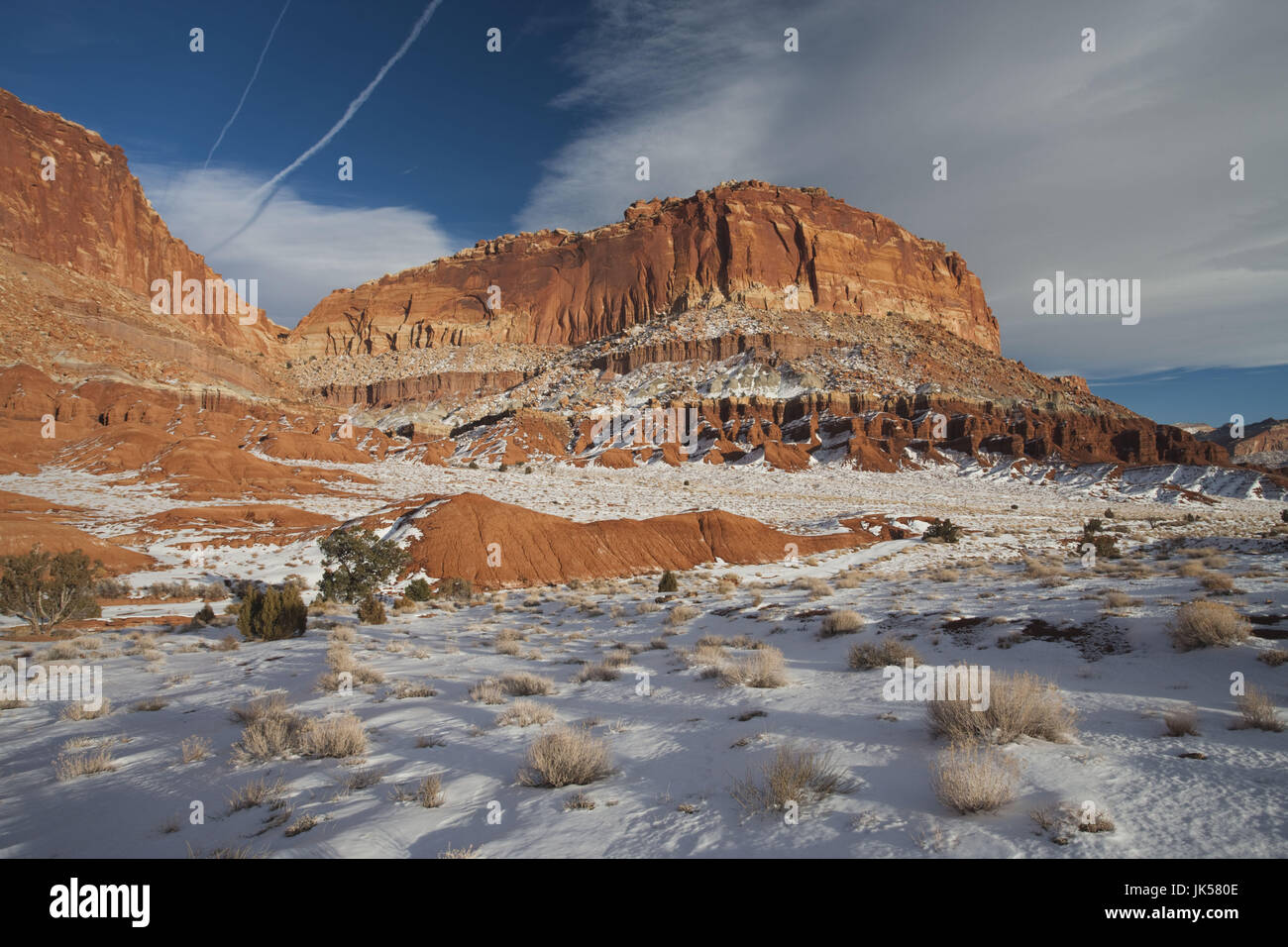 USA, Utah, Torrey, Capitol Reef National Park, The Castle, winter Stock ...