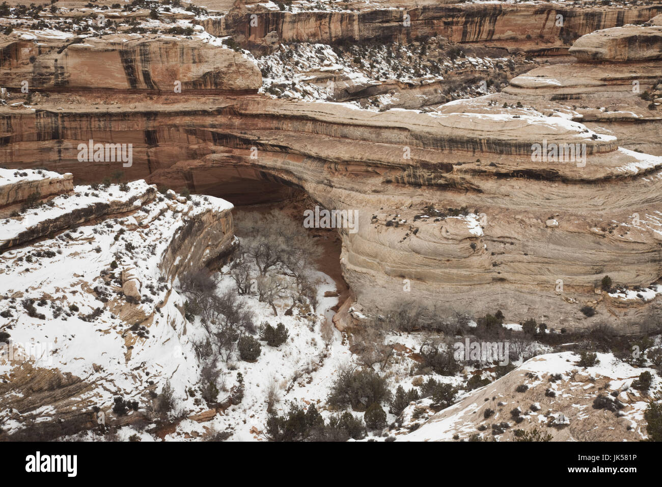 USA, Utah, Natural Bridges National Monument, Kachina Bridge, winter ...