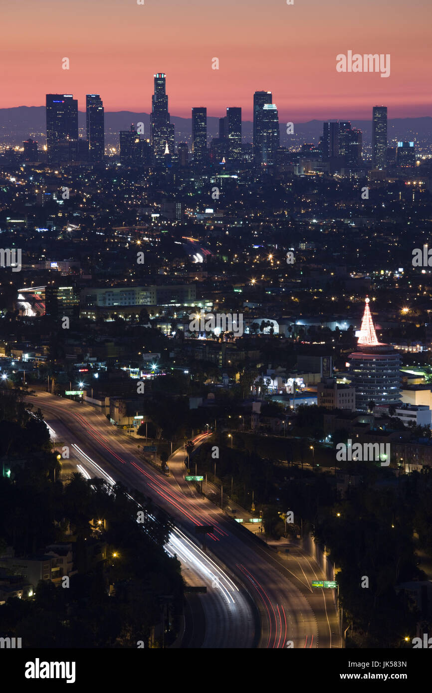 USA, California, Los Angeles, Downtown and Hollywood Freeway 101 from ...