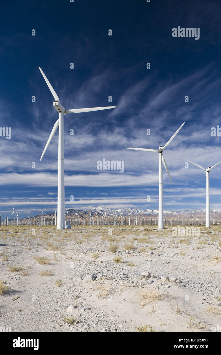 USA, California, Palm Springs, Windmill Farm along North Indian Canyon ...