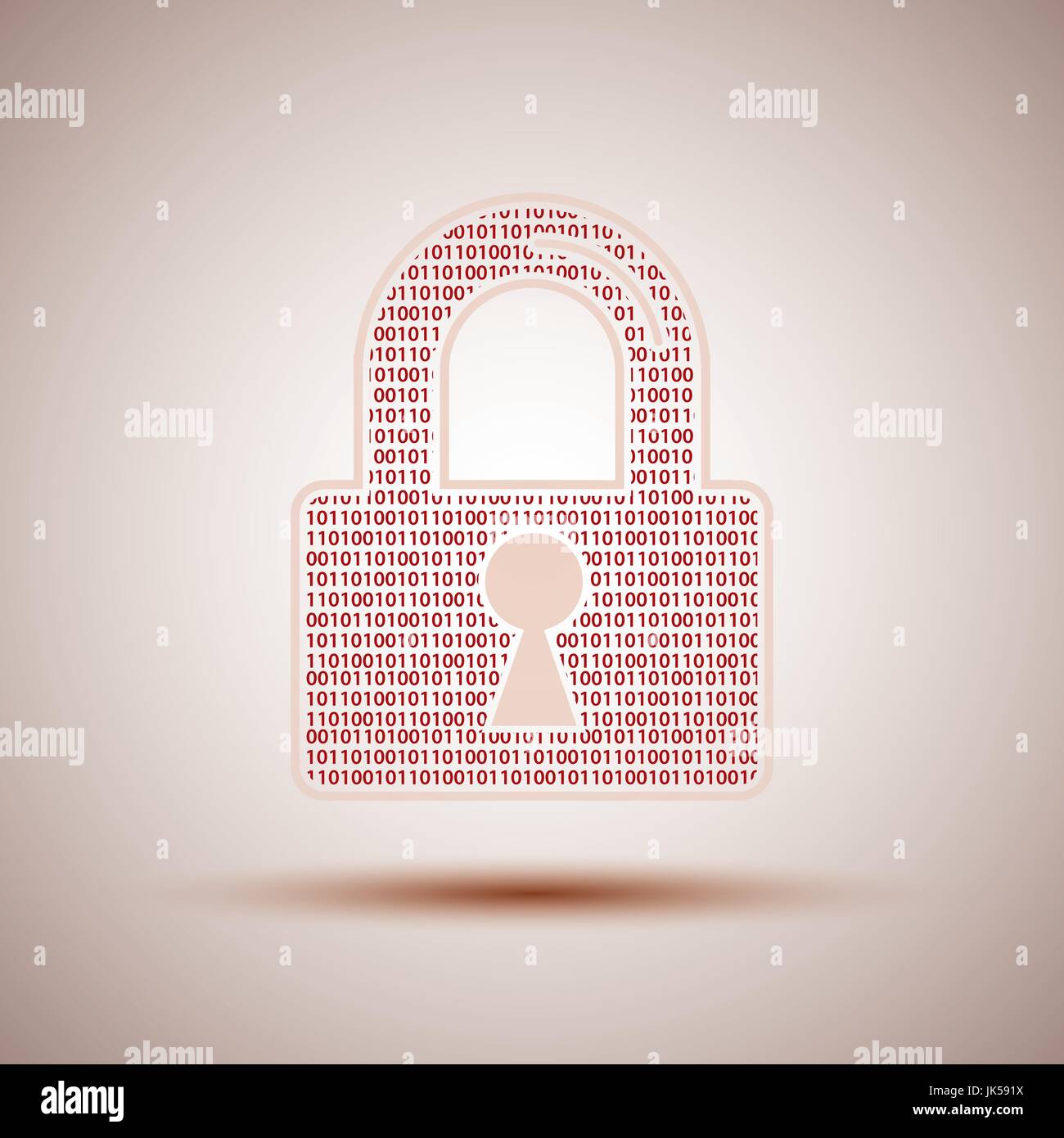 Internet Security icon padlock and binary code in background orange ...