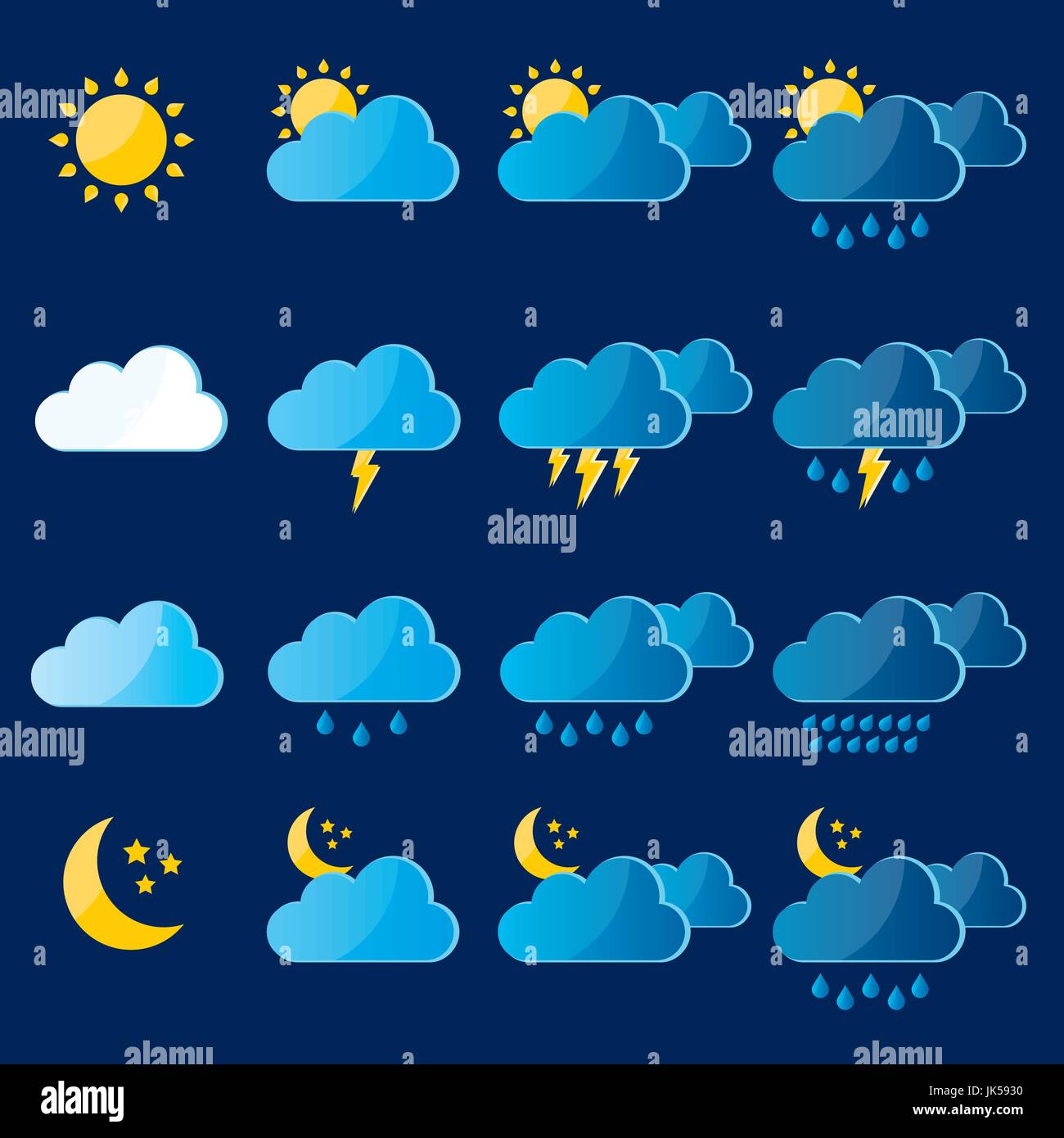 Set of icons meteorology, climate and weather, widget template Stock ...