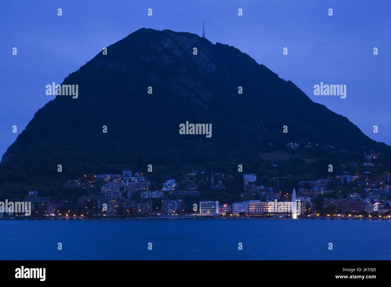 Switzerland, Ticino, Lake Lugano, Lugano, Monte San Salvador and ...