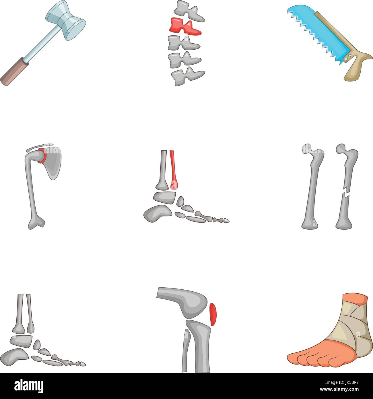 Traumatology and orthopedics icons set. Cartoon set of 9 traumatology ...