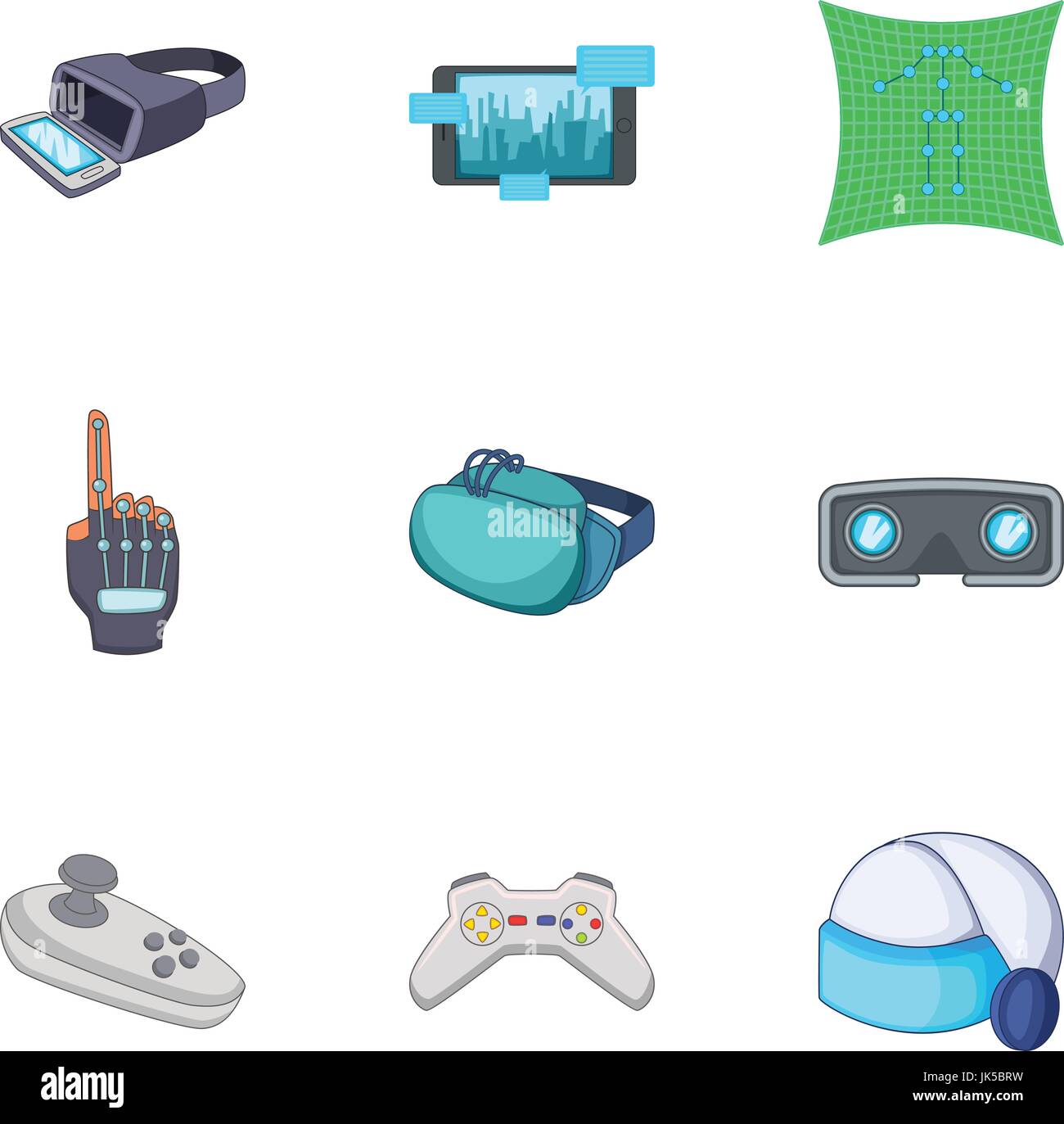 Virtual reality equipment icons set. Cartoon set of 9 virtual reality ...